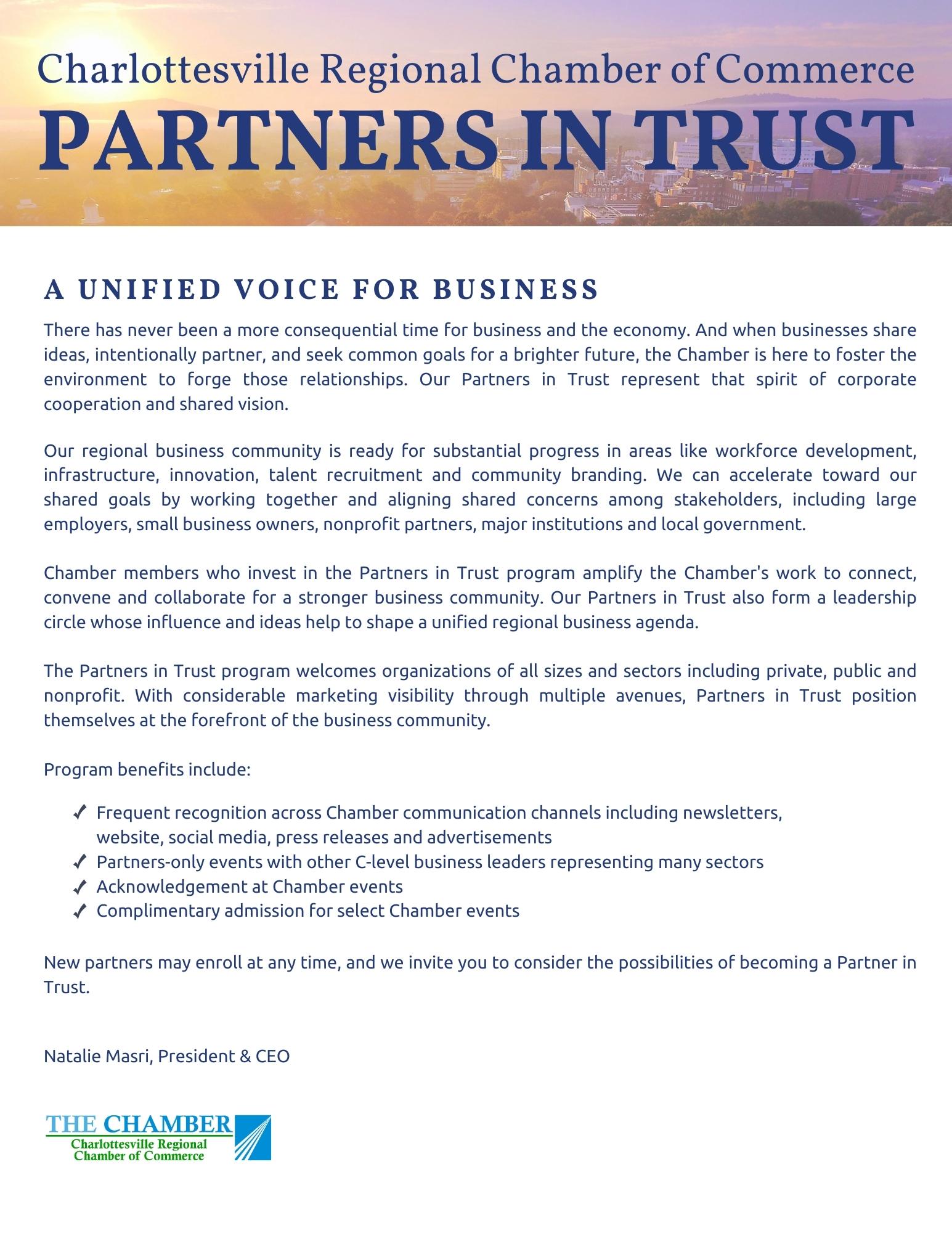 Become a Partner in Trust - Charlottesville Regional Chamber of Commerce
