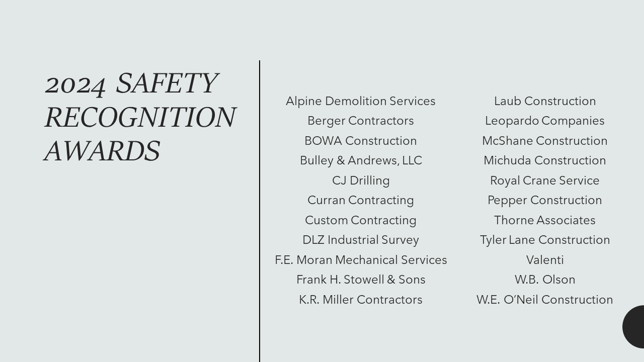 Safety Awards - Chicagoland Associated General Contractors AGC