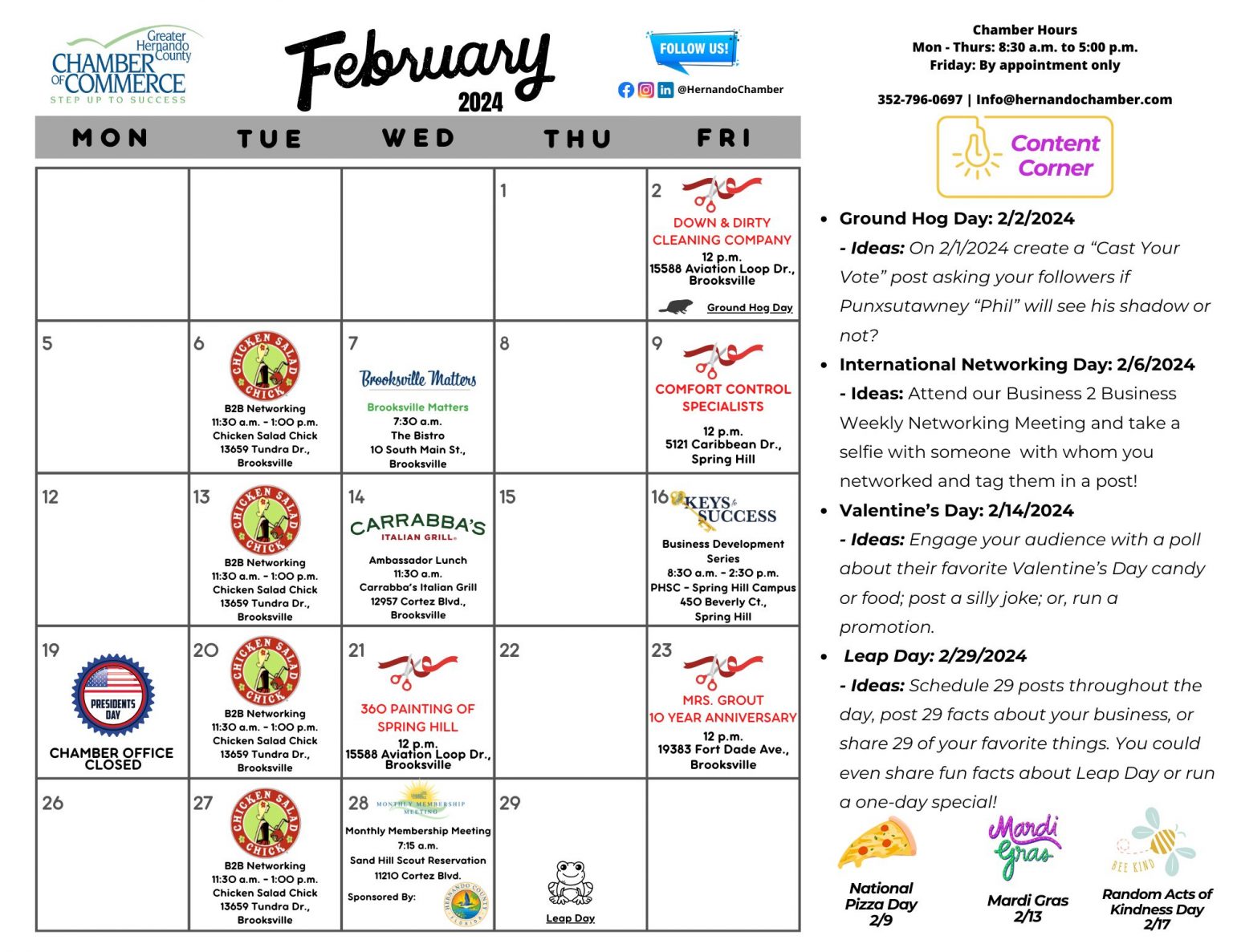 Printable Calendar Monthly - Greater Hernando County Chamber of Commerce