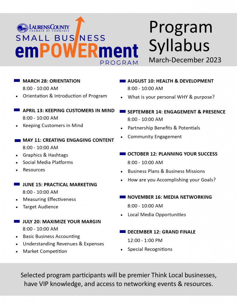 Small Business Empowerment Program - Laurens County Chamber of Commerce