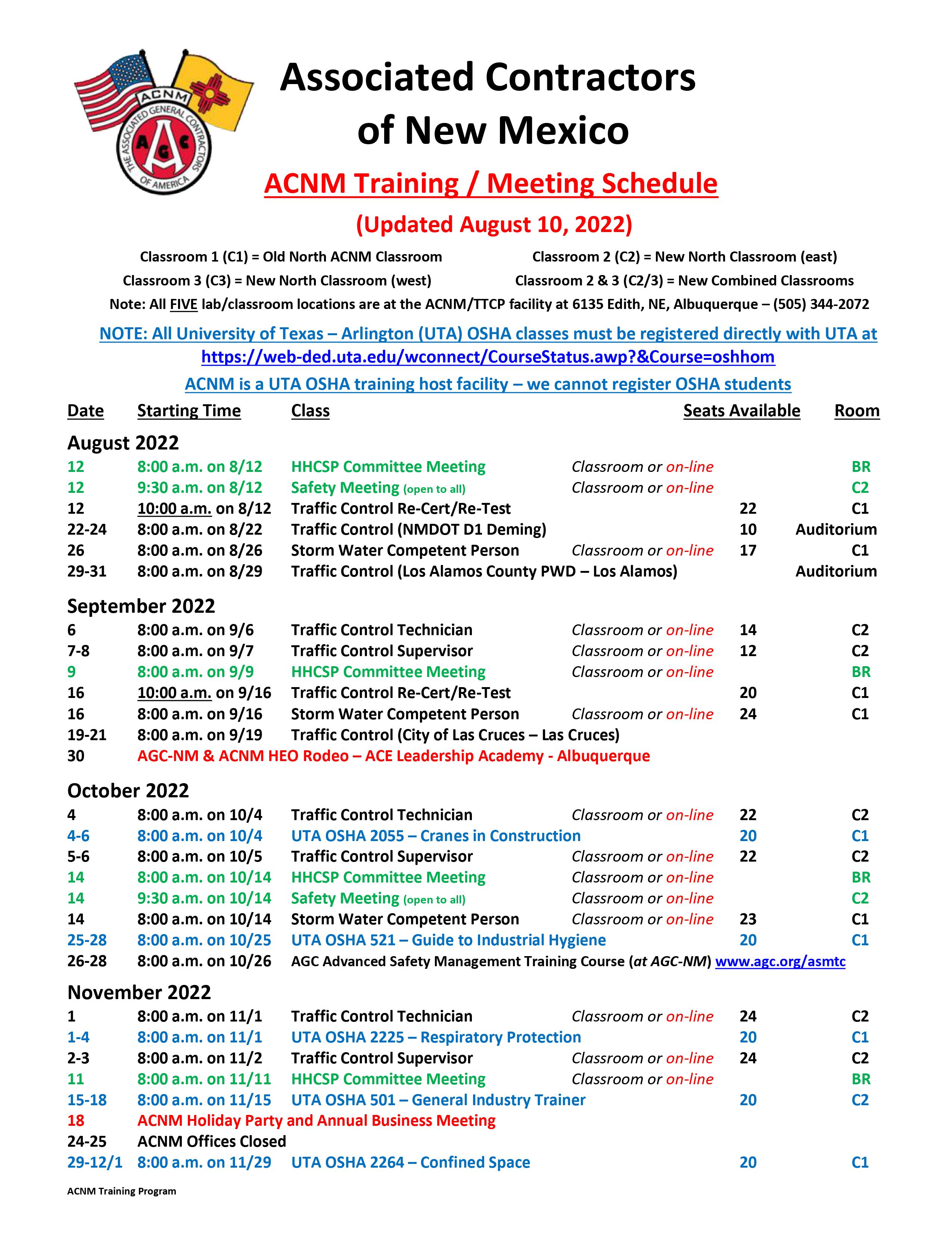 ACNM Training - ACONM - Associated Contractors of New Mexico