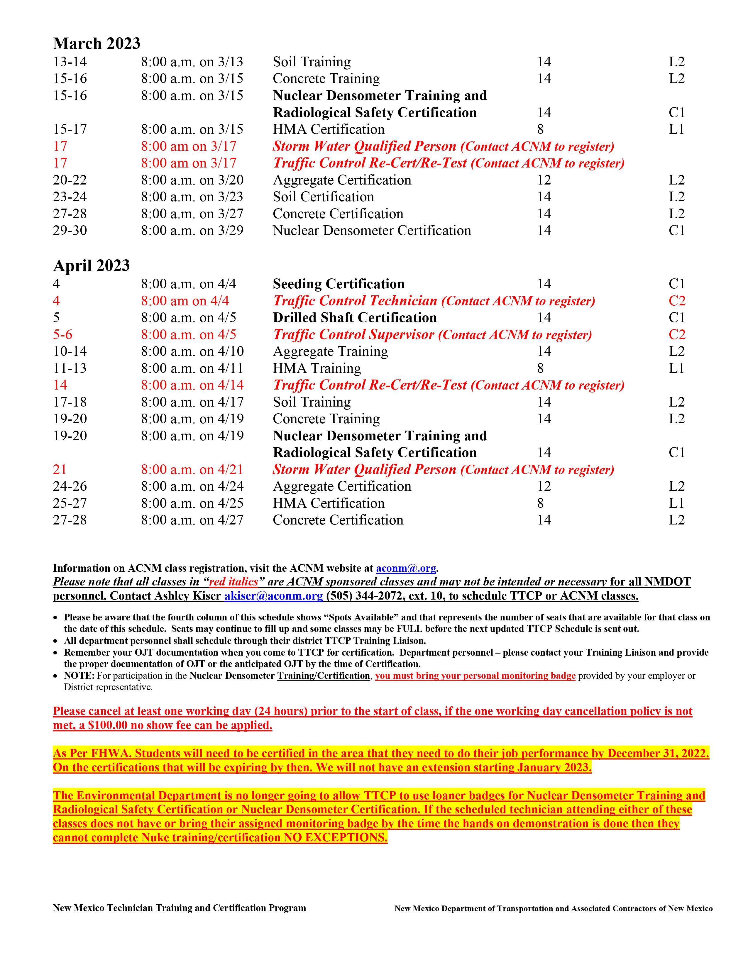 TTCP Training - ACONM - Associated Contractors of New Mexico
