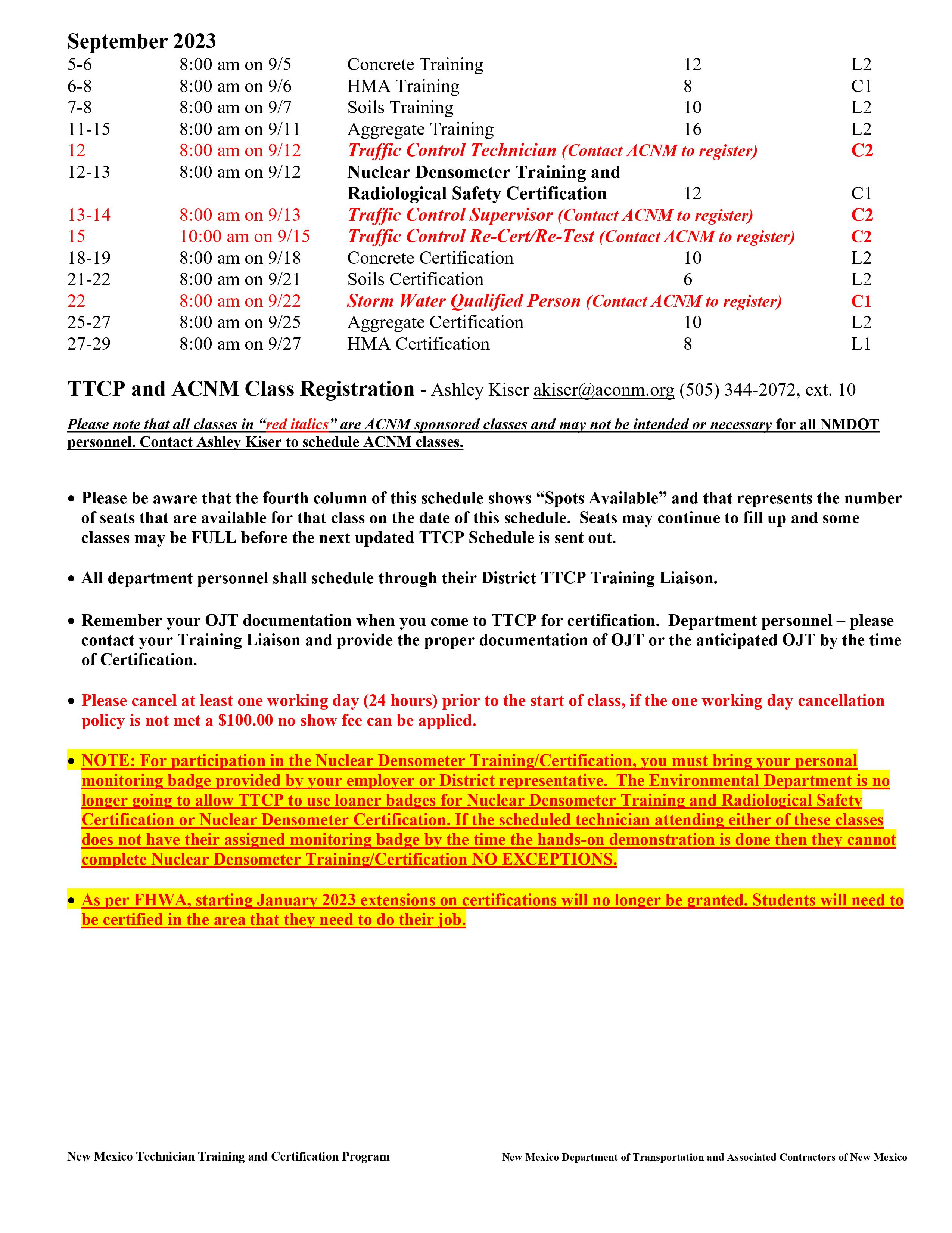 TTCP Training - ACONM - Associated Contractors of New Mexico