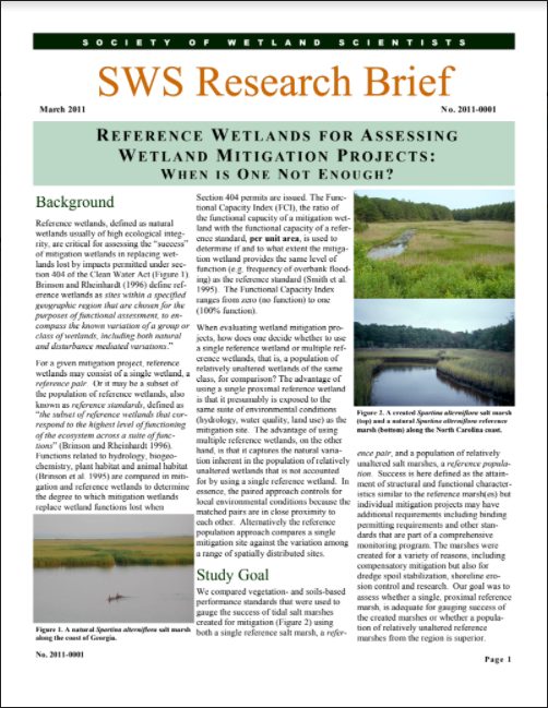 Research Briefs - SOCIETY OF WETLAND SCIENTISTS