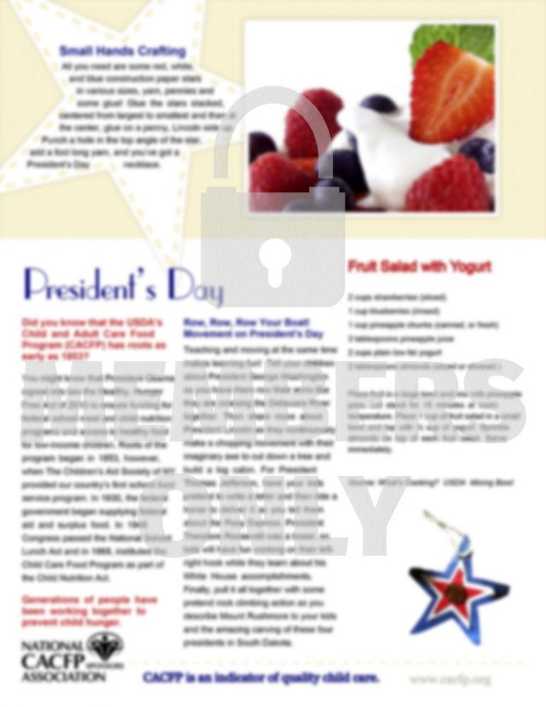 A Year of CACFP Holiday Activity Sheets