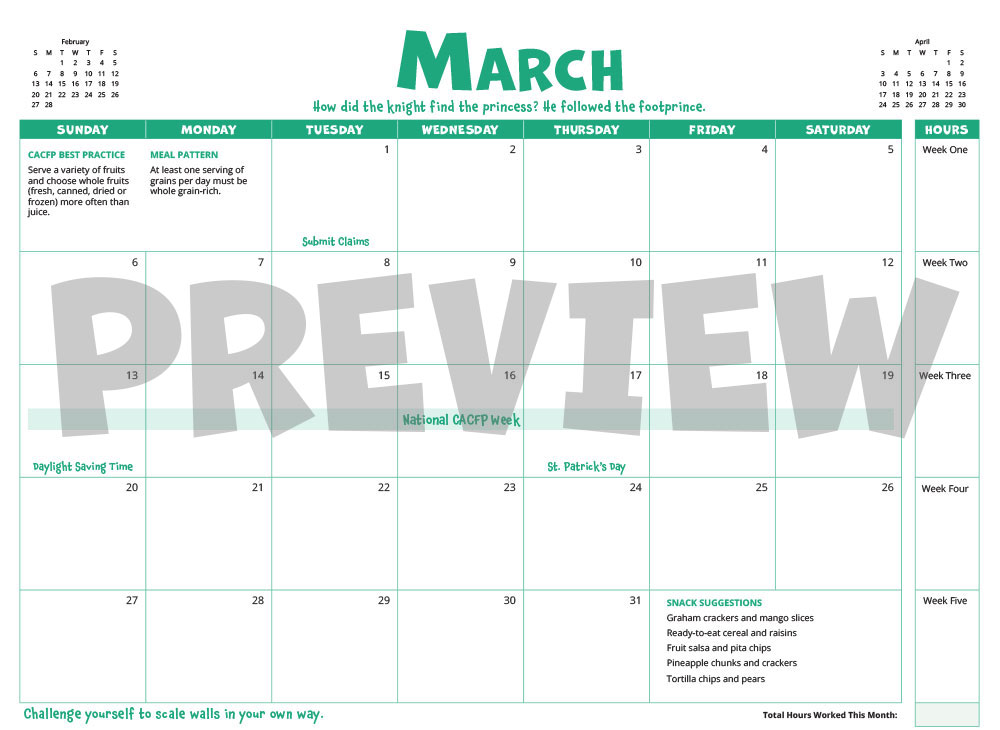 Training & Nutrition Calendar - National CACFP Sponsors Association