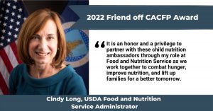 Cindy Long Named Friend of CACFP