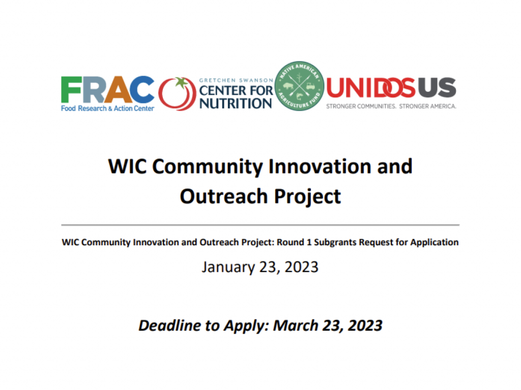 Sponsoring Organizations Well-Positioned to Apply for WIC Outreach ...