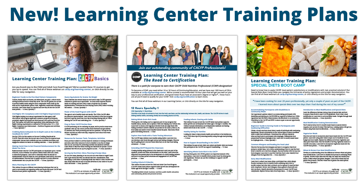 Three Training Plans to Follow in the Learning Center - National CACFP ...