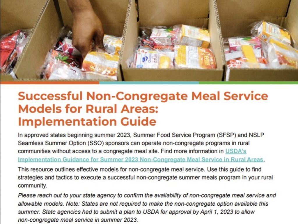 Successful Non-Congregate Meal Service Models for Rural Areas ...