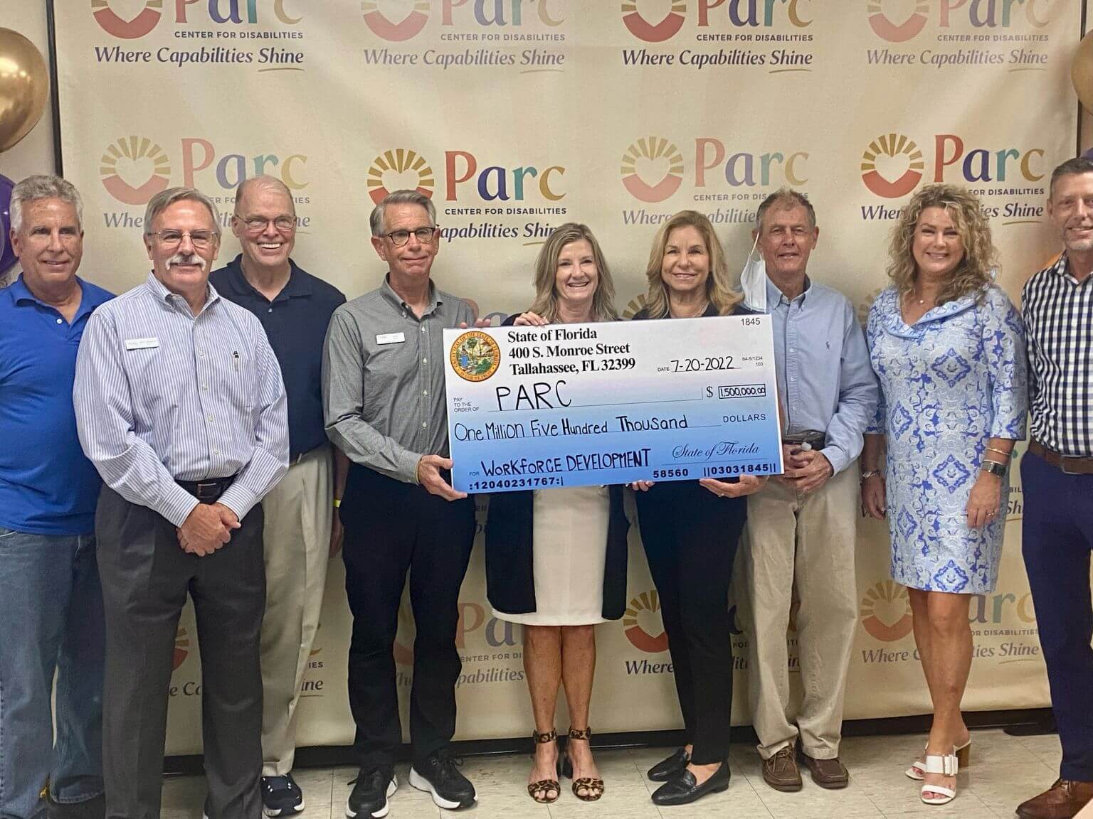 State Representative Linda Chaney visits and presents check to PARC ...