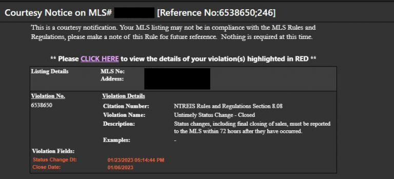 Untimely Status Change Courtesy Notice - GDWCAR