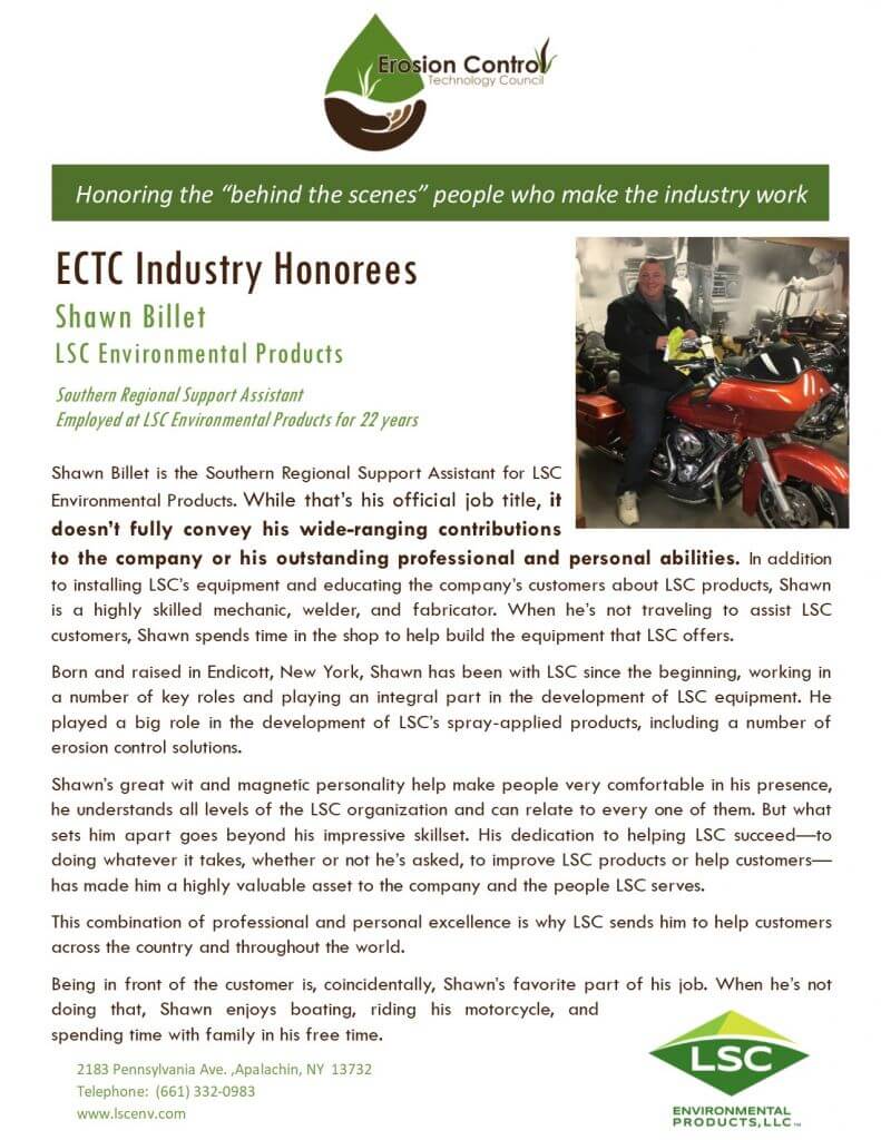 Industry Honorees - Erosion Control Technology Council