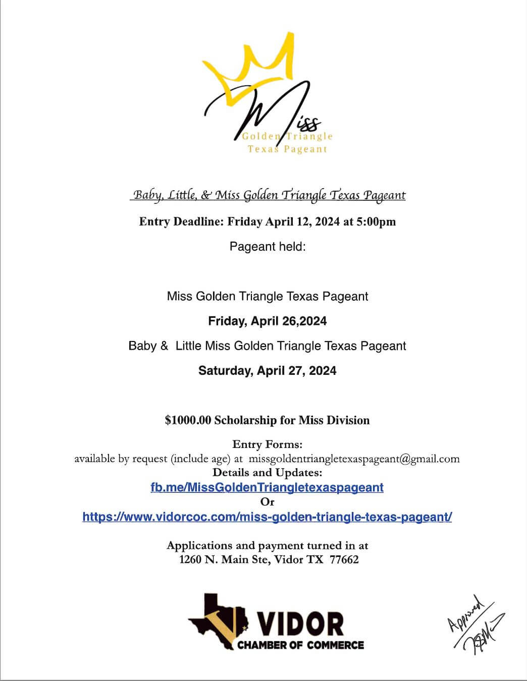 Miss Golden Triangle Texas Pageant - Vidor Chamber of Commerce