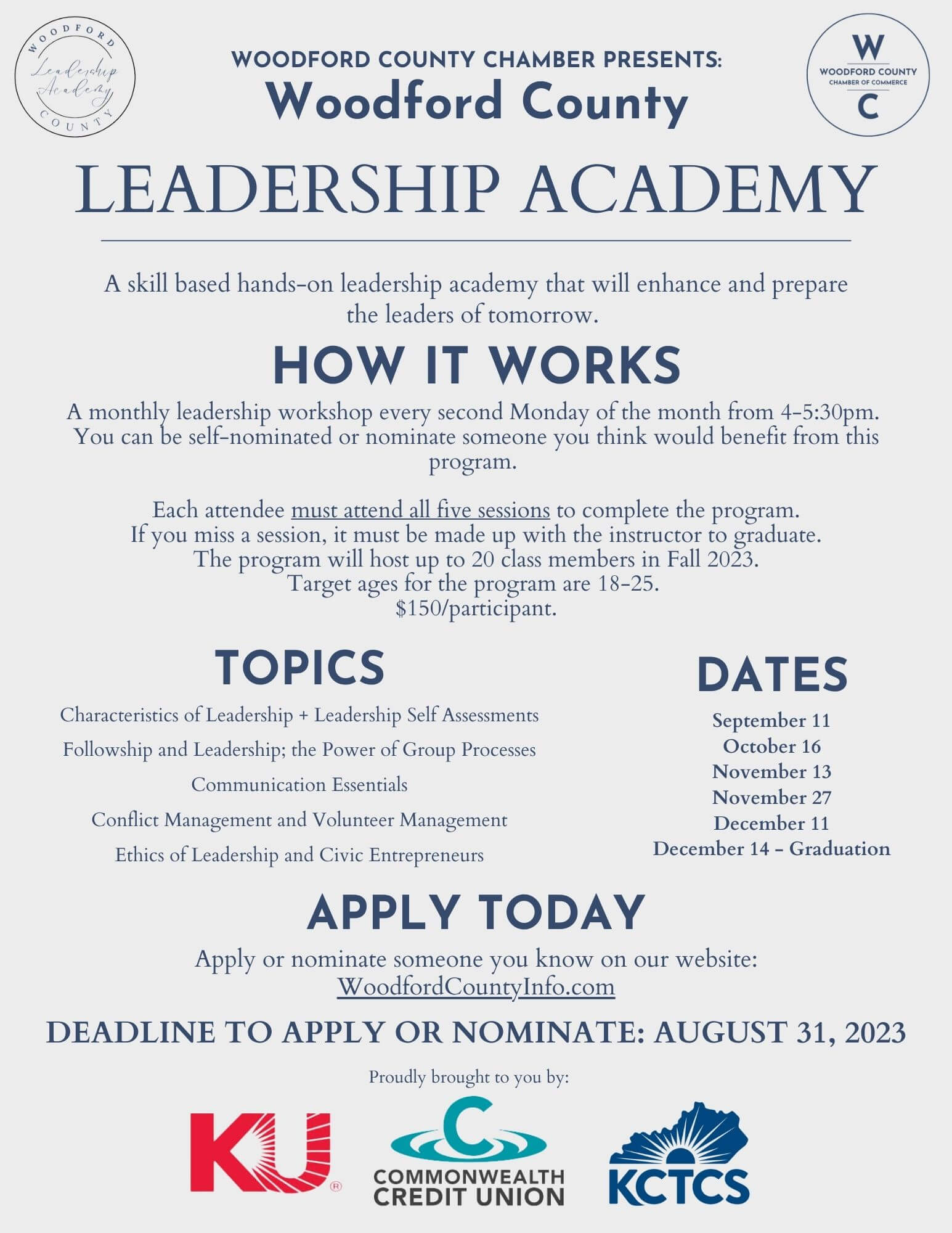 LEADERSHIP ACADEMY - Woodford County Chamber of Commerce