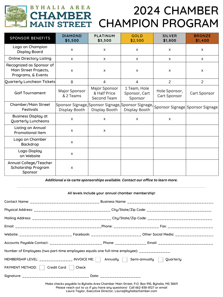 Chamber Champion Program - Byhalia Area Chamber of Commerce