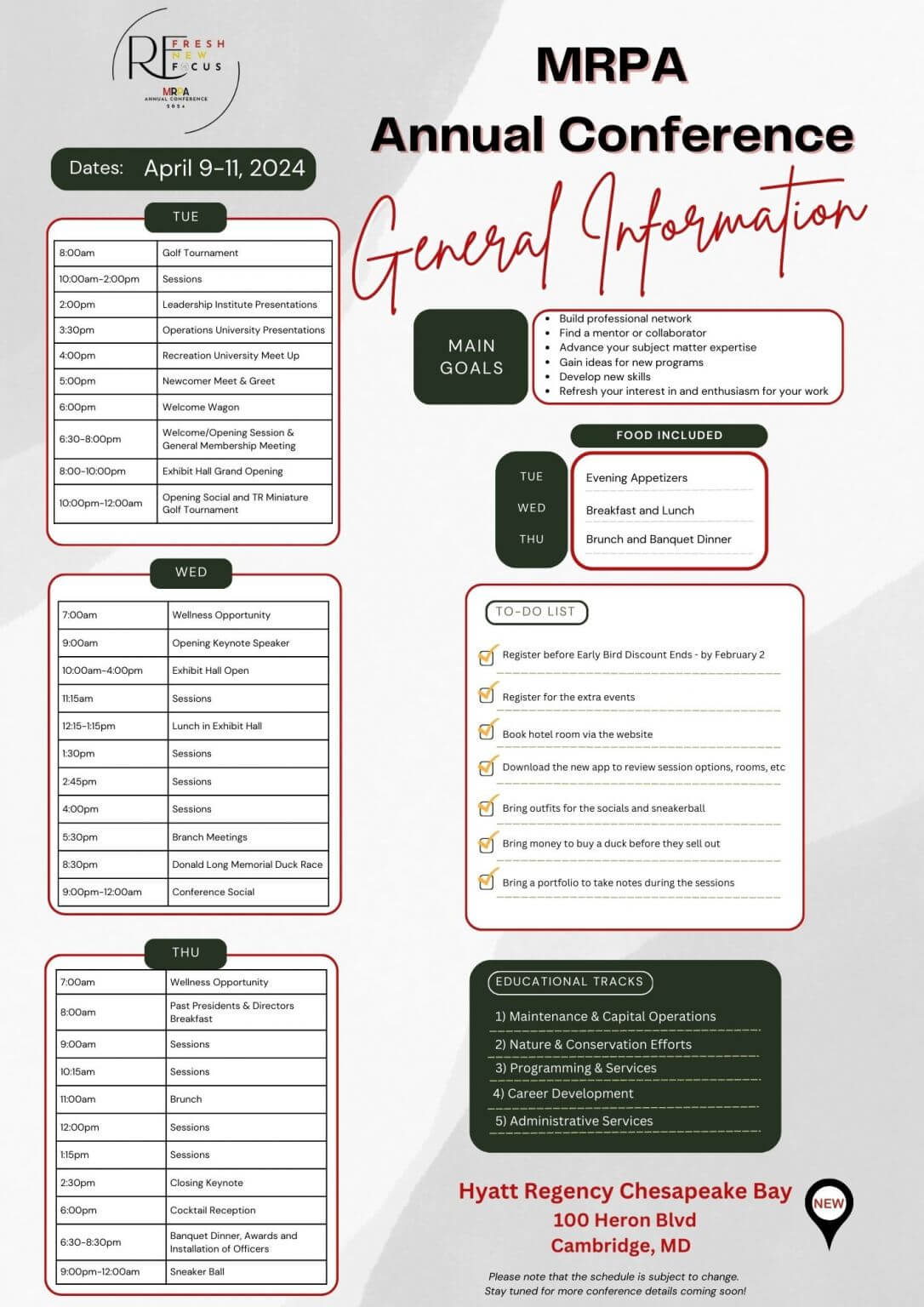 Conference Schedule - MARYLAND RECREATION AND PARKS ASSOCIATION