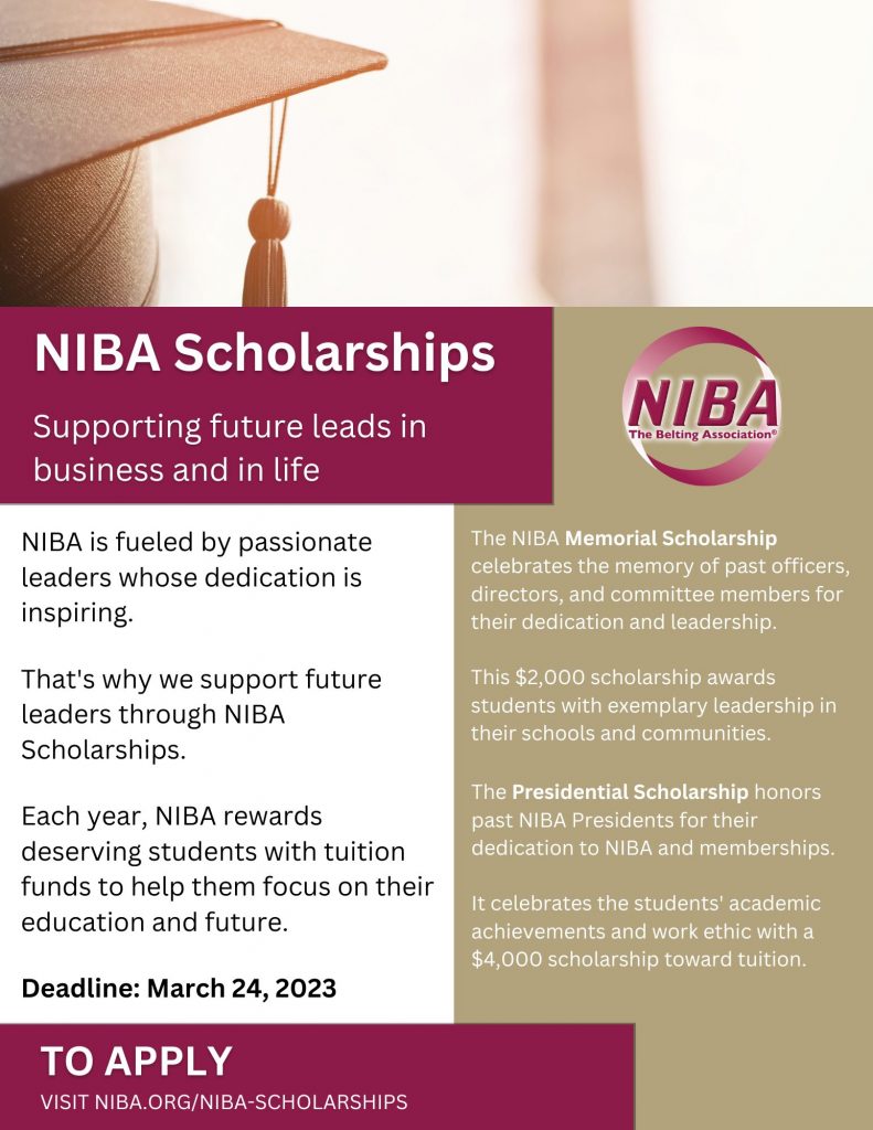 NIBA Scholarships - NIBA - The Belting Association